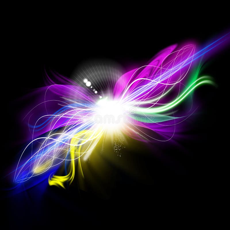 Colorful Abstract Light Shape with Fractal Effect, Bright Flare with ...