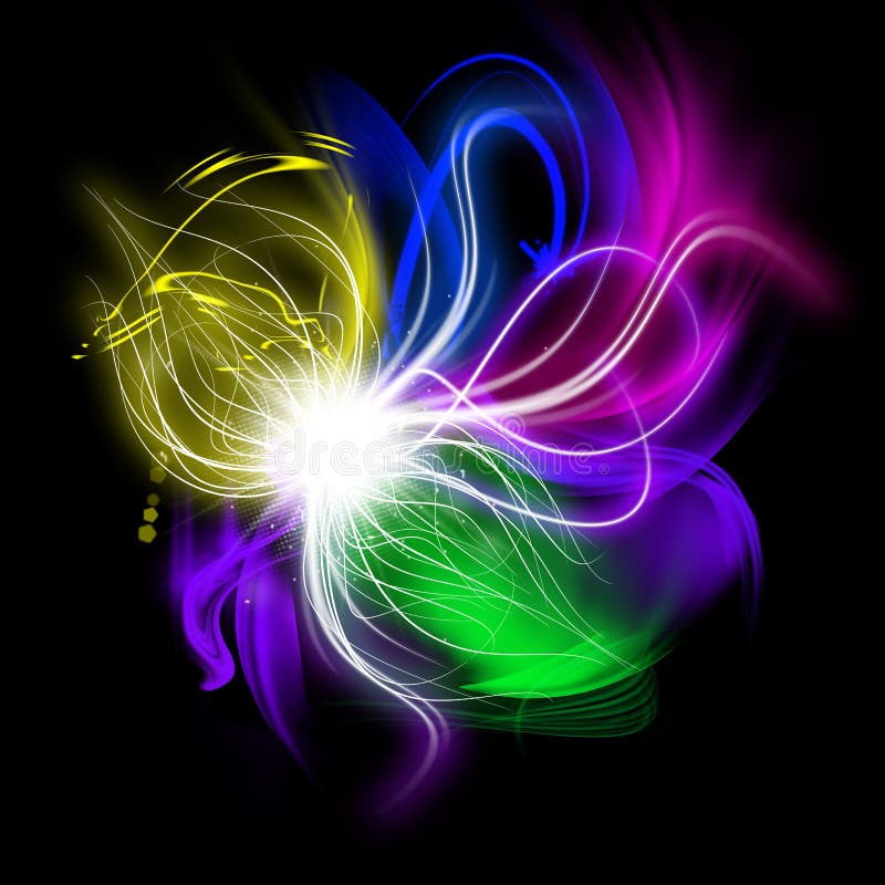 Colorful Abstract Light Shape with Fractal Effect, Bright Flare with ...