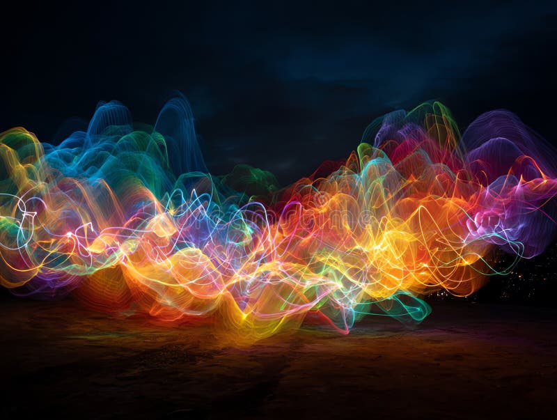 Colorful Abstract Light Trails, Energy Waves Design Stock Photo - Image ...