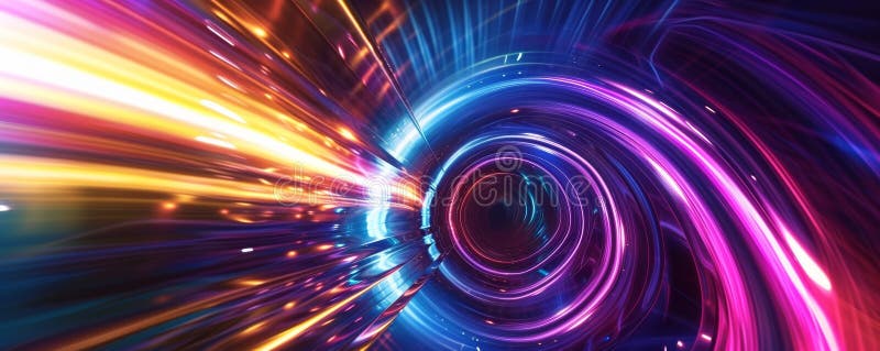 Colorful Abstract Light Tunnel with Dynamic Motion. Futuristic Neon ...