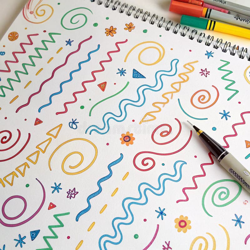 Colorful, Abstract Line Art Notebook Cover Stock Illustration ...