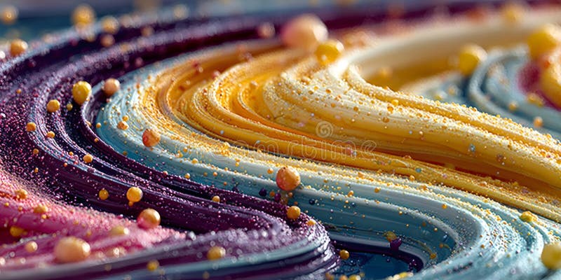 Colorful Abstract Lines Flowing and Mixing with Small Spheres Stock ...