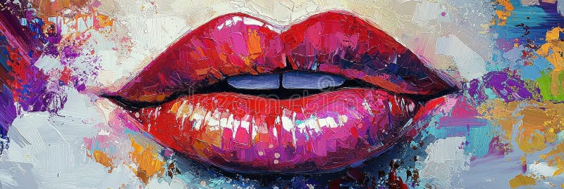 Abstract Colorful Lips Painting Stock Illustration - Illustration of ...