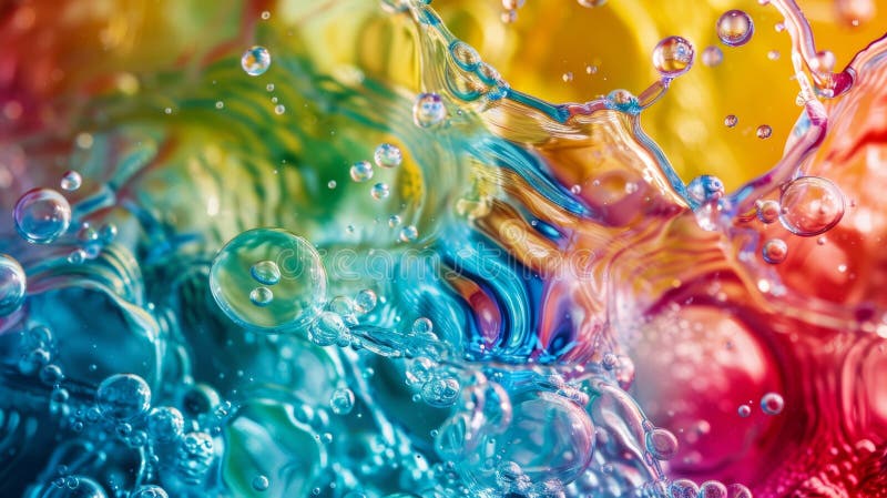 Colorful Abstract Liquid Art with Bubbles Stock Photo - Image of ...