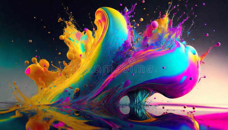 Colorful Abstract Liquid Splash Art with 3D Flow Effect Stock Image ...