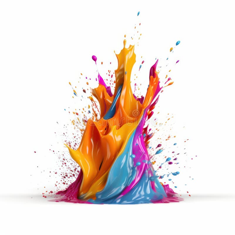 Colorful Abstract Liquid Splash with Paint Drops on White Background ...