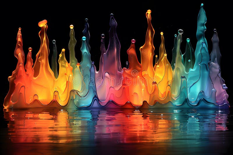 Colorful Abstract Liquid Splashes Against Black Background - Vibrant ...