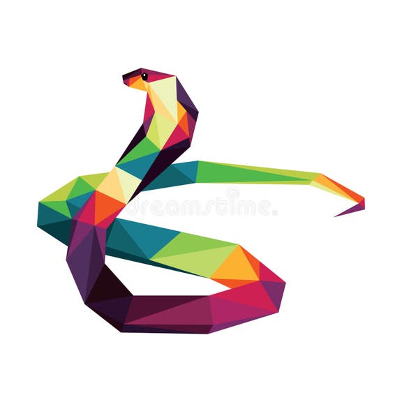 Colorful Abstract Logo of Cobra Snake. Colorful Polygonal Low Poly ...