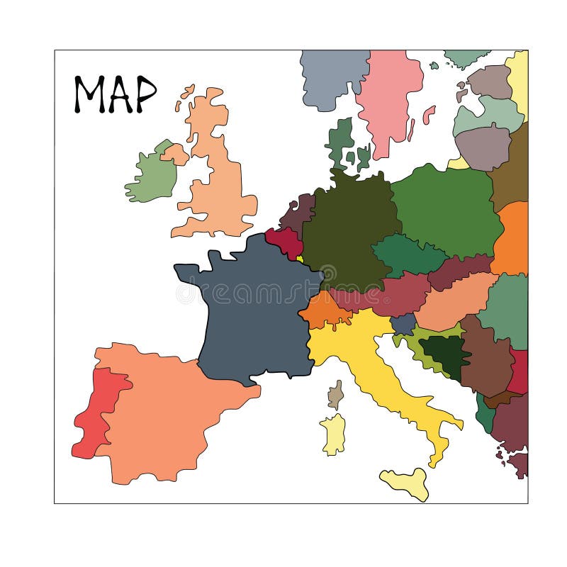 Colorful Abstract Map of Europe, Travel Concept, Vector Stock Vector ...
