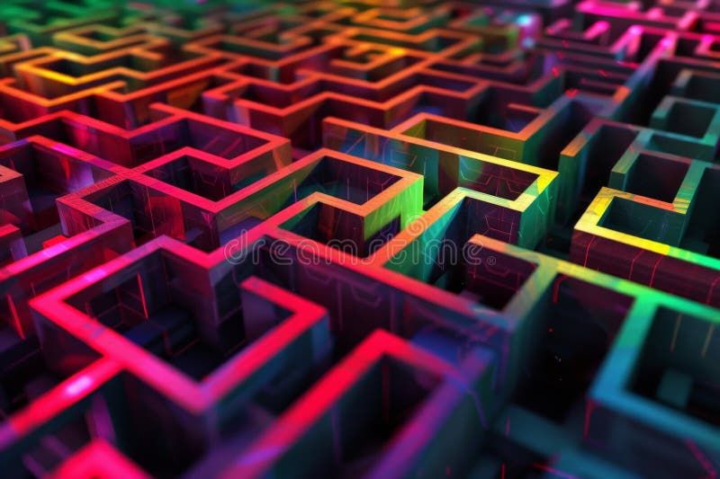 A Colorful Abstract Maze, Abstract Vibrant Labyrinth Background Stock ...