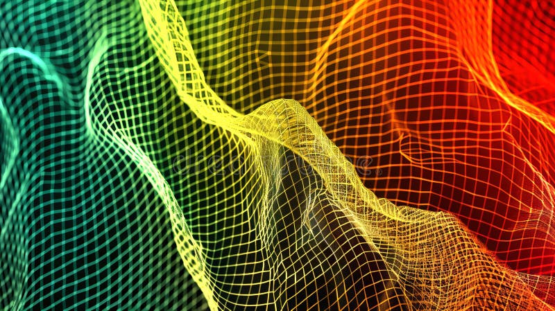 Colorful Abstract Mesh Gradient in Red, Green, and Yellow - Concept of ...