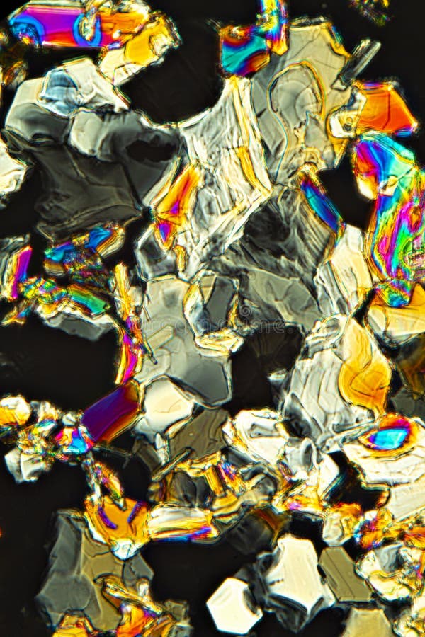 Colorful Abstract Micrograph of Histidine Crystals, with Polarization ...