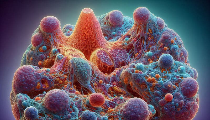 Colorful Abstract Microscopic Cell Structure Visualization Stock ...