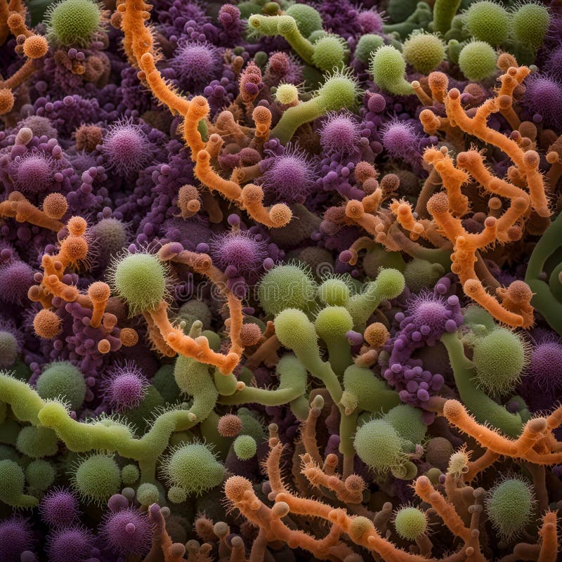 Colorful Abstract Microscopic View of Vibrant Plant Cells with Unique ...