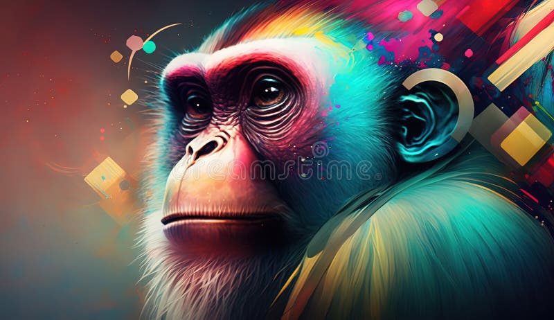 Colorful Abstract Monkey Illustration Stock Illustration - Illustration ...