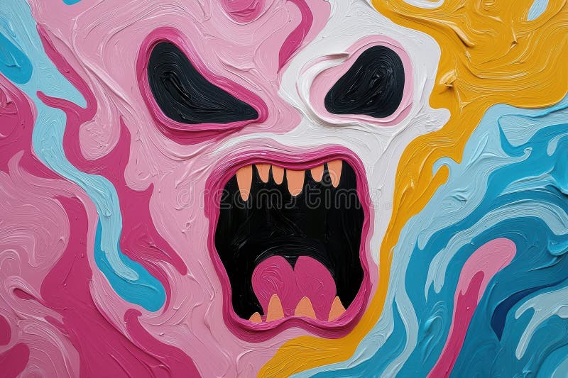 Colorful Abstract Monster Face Stock Illustration - Illustration of ...