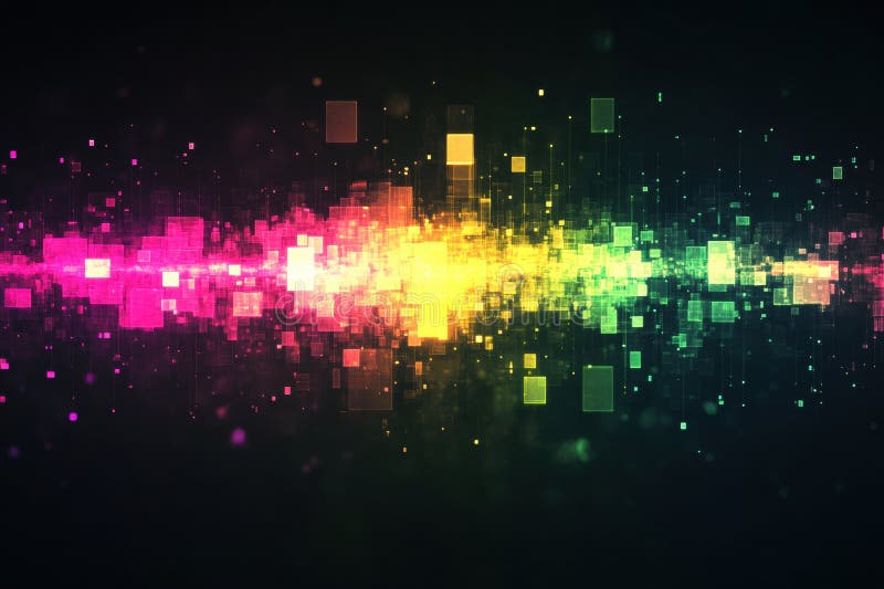 Vibrant Abstract Glowing Mosaic with Pixelated Elements in Captivating ...