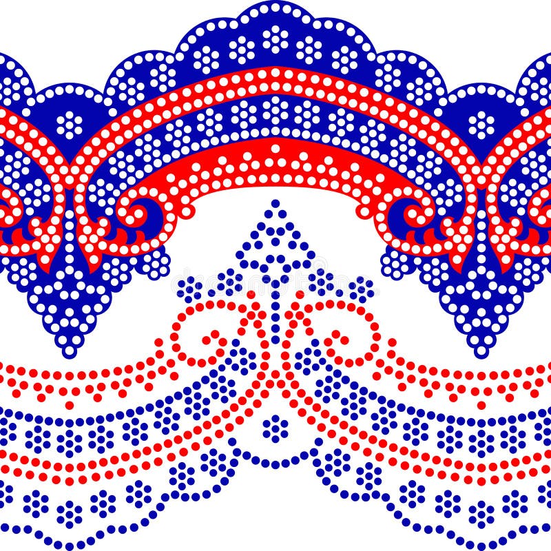 Indian Chunri Mosaic Seamless Border with Hearts Stock Vector ...