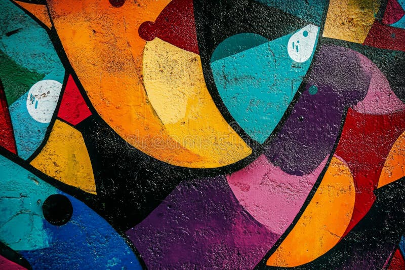 Vibrant Abstract Street Art on Brick Wall. Neural Network AI Generated ...