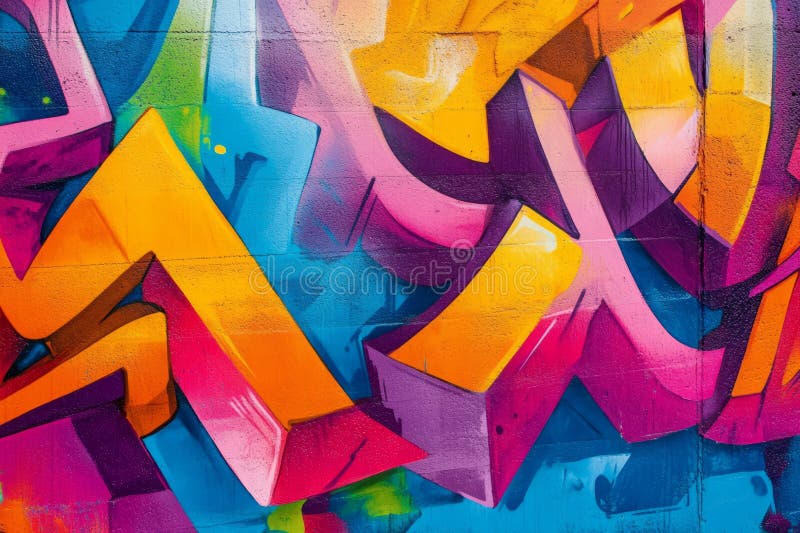 Vibrant Abstract Street Art on Brick Wall. Neural Network AI Generated ...