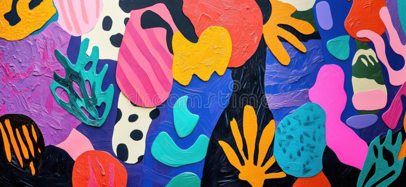 Colorful Abstract Mural Featuring Vibrant Shapes and Textures in ...