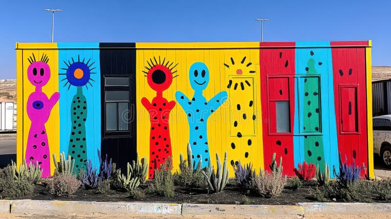 Colorful Abstract Mural Painted on a Shipping Container Stock Photo ...