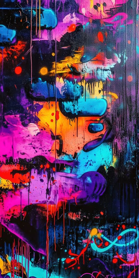 Colorful Abstract Mural with Vibrant Paint Drips on a City Wall Stock ...