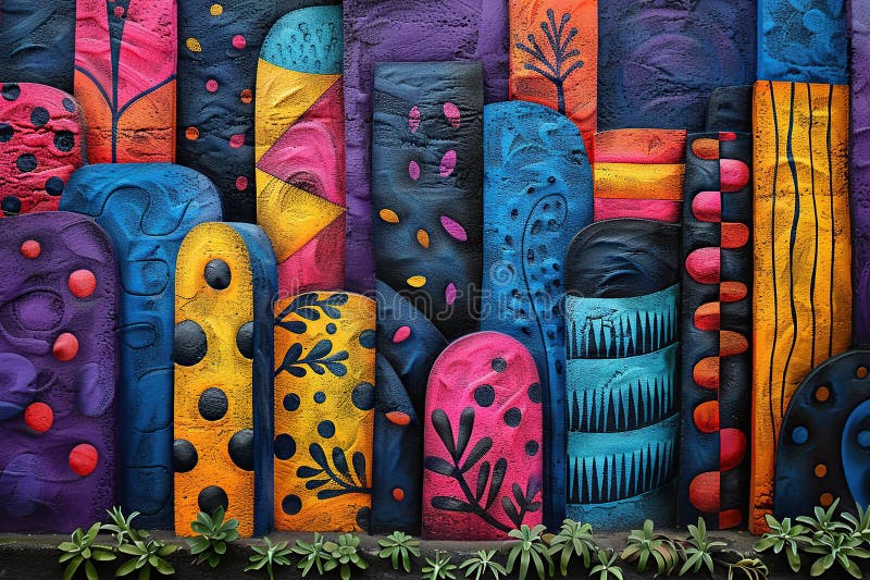 Colorful Abstract Mural stock illustration. Illustration of creative ...