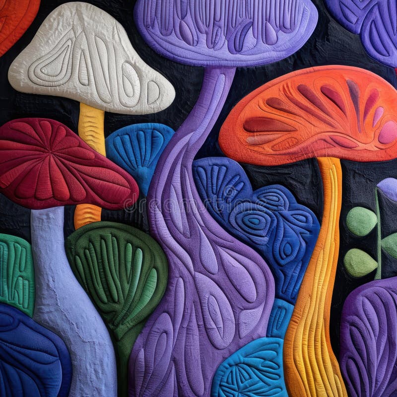 Colorful Abstract Mushroom Art Stock Illustration - Illustration of ...