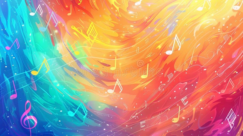 Colorful Abstract Music Notes Floating in a Vibrant Gradient Background ...