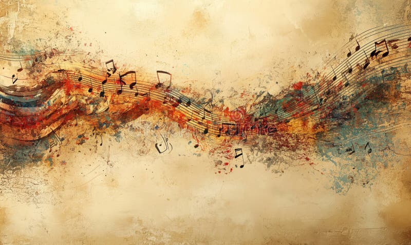 Colorful Abstract Music Notes Flowing Across Textured Background Stock ...