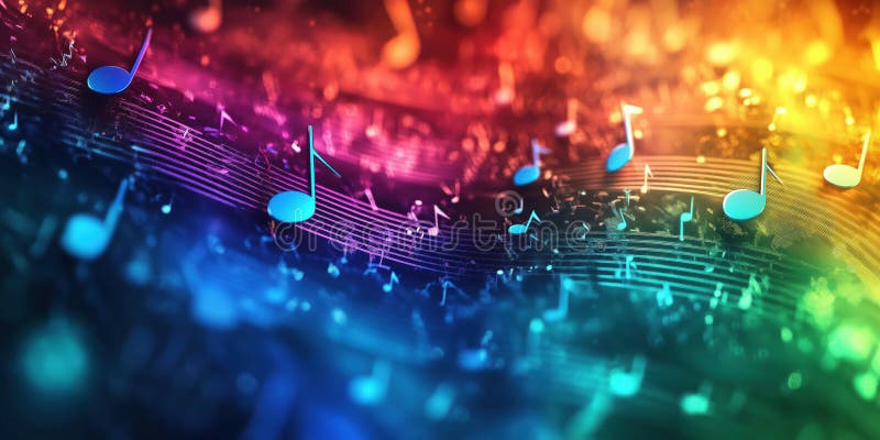 Colorful Abstract Music Notes and Sound Waves Background for Creative ...