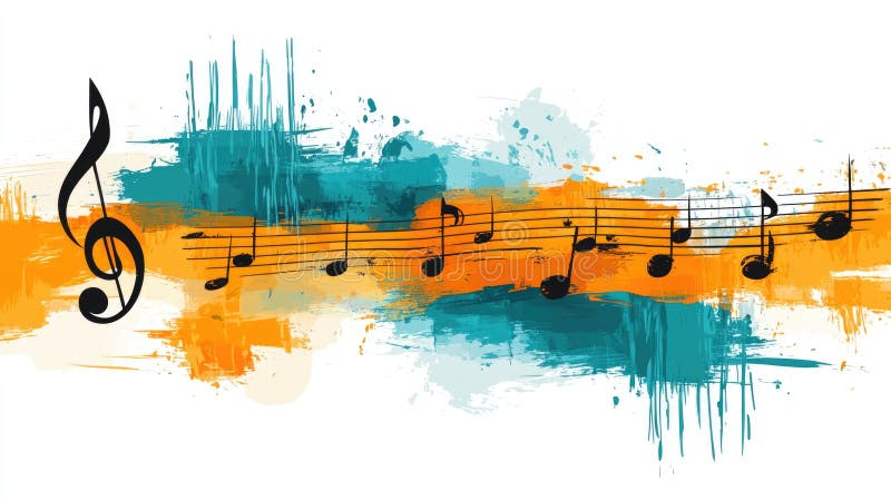 Colorful Abstract Music Notes with Vibrant Brush Strokes and Treble ...