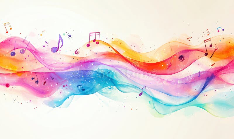 Colorful Abstract Music Wave Design with Notes and Vibrant Flowing ...