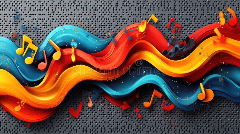 Colorful Abstract Music Waves with Vibrant Musical Notes on a ...