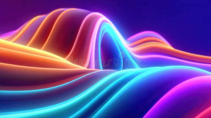 Colorful Abstract Neon Waves in Digital Art. Vibrant Light Patterns ...