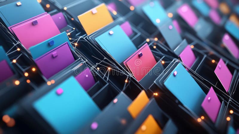 Colorful Abstract Network Background with Bright Squares Stock ...