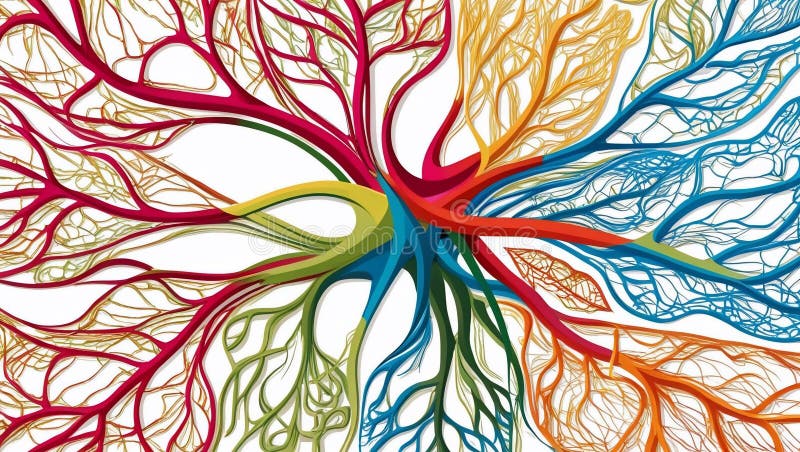 Colorful Abstract Network Illustration, Branches with Color Stock ...