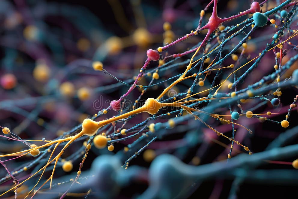 Colorful Abstract Neural Network with Interconnected Nodes Stock ...