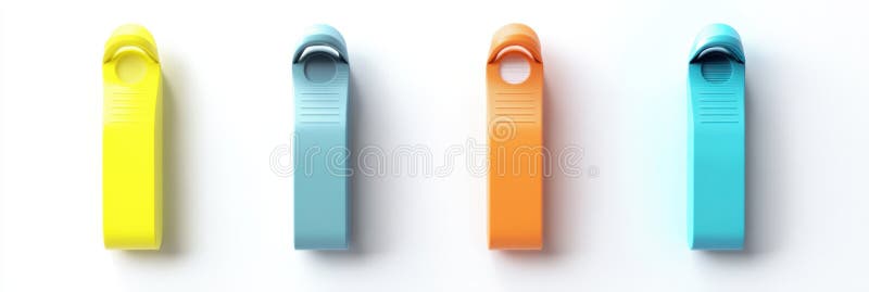Colorful Abstract Objects Arranged in a Row on White Background Stock ...