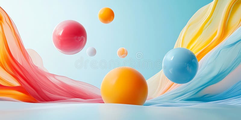 Colorful Abstract Objects Floating in Harmony Stock Illustration ...