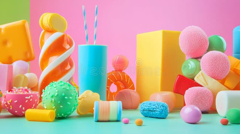 Colorful Abstract Objects in a Playful Composition Stock Image - Image ...