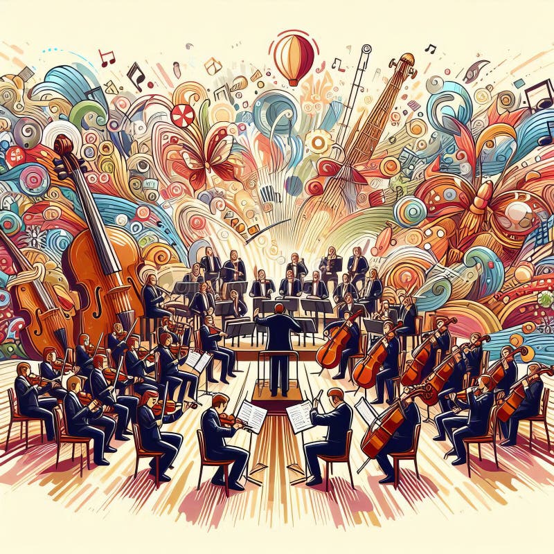 Colorful Abstract Orchestra in Dynamic Performance Stock Image - Image ...
