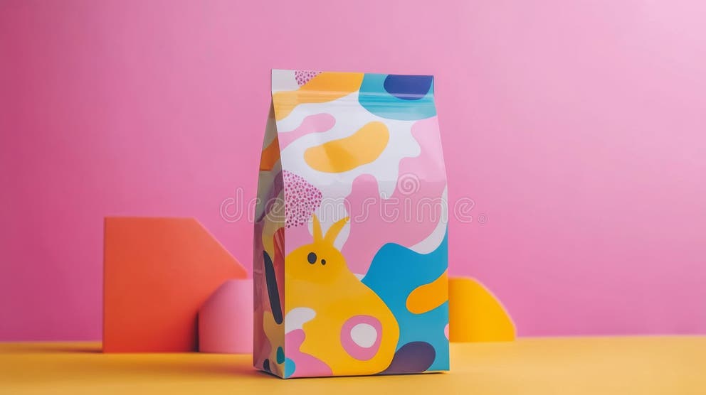 Colorful Abstract Package Design with Bunny Illustration Stock ...