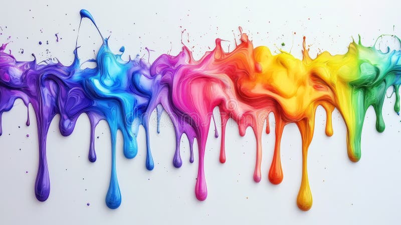 Colorful Abstract Paint Drips on a White Background Creating a Dynamic ...