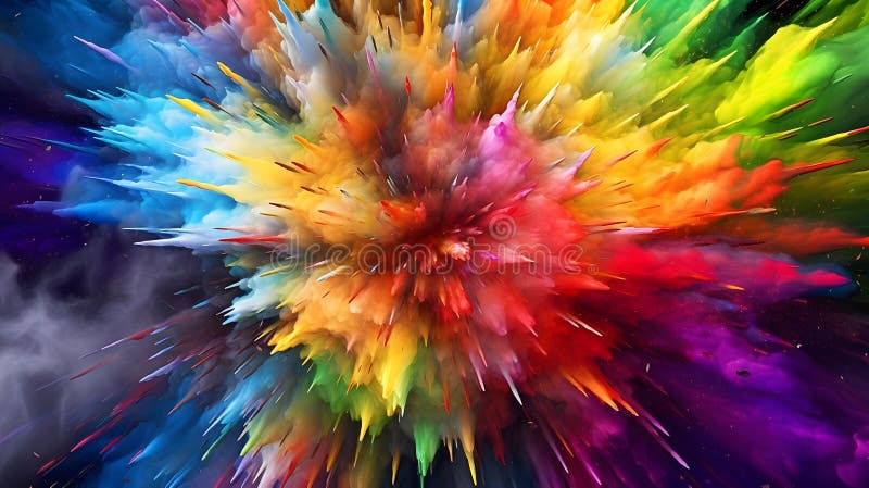 Colorful Abstract Paint Explosion on Black Background. Stock ...