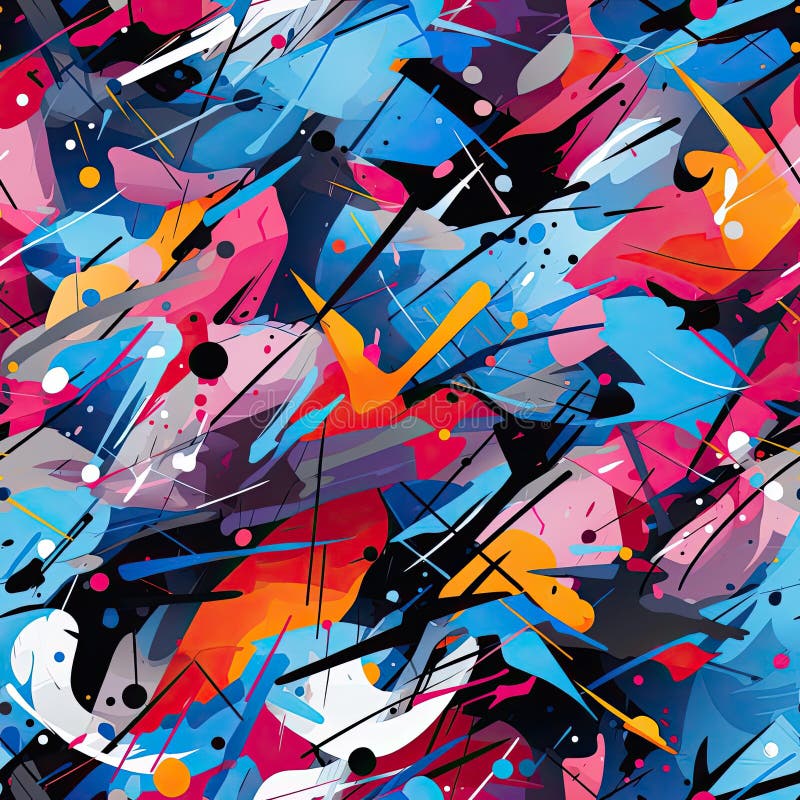 Colorful Abstract Paint Pattern with Blue, Red, and Pink in a Graffiti ...