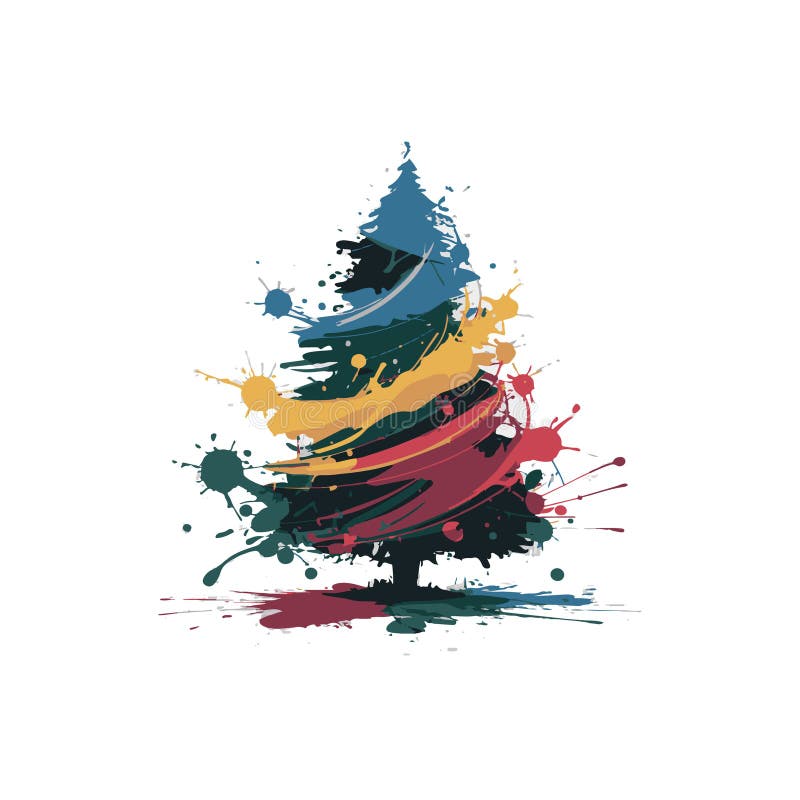 A Colorful Abstract Paint Splash Christmas Tree. Stock Vector ...