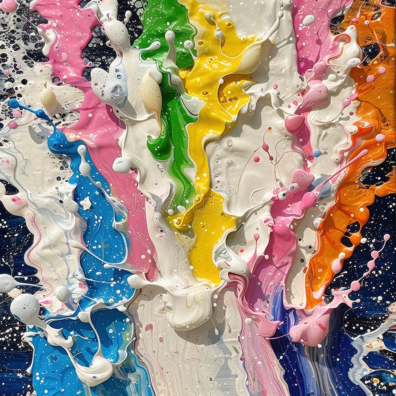 Colorful Abstract Paint Splash Creating Vibrant Patterns on Canvas ...