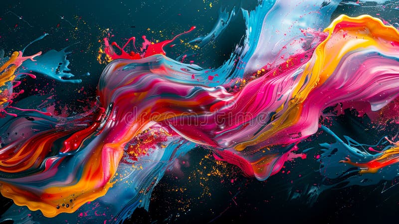 Colorful Abstract Paint Splash Creating Vibrant Patterns on a Dark ...
